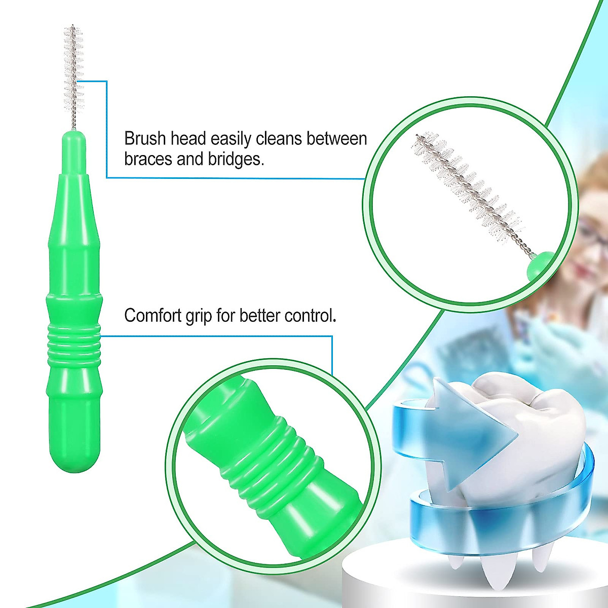 70 Pieces Interdental Brush Teeth Floss Tooth Cleaning Tool Toothpick Cleaner Dental Tooth Flossing Head Teeth Soft Dental Pick Refill Dental Flosser Oral Dental Hygiene Teeth Flossing