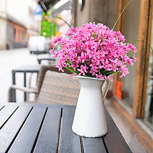 Guagb 7 Bundles Outdoor Artificial Daffodils Flowers UV Resistant Faux Shrubs Fake Plastic Plants for Hanging Planter Window Garden Porch Farmhouse Decor (Pink)