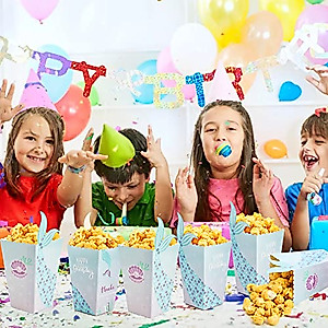 Yesland 120 Pcs Popcorn Boxes, 4.75 Inches Tall Mini Blue Mermaid Popcorn Containers Boxes Open-Top Paper Popcorn Bags Individual Servings for Movie Theater Night, Carnival, Girl's Birthday