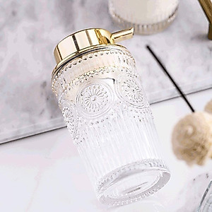 Bottles Glass Soap Dispenser,Transparent Foam Soap Dispenser Set,Large Countertop Shower Dispenser Shower Pump S/L/Set-Clear Holder (Size : Large)