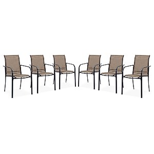 VICLLAX Patio Stacking Chairs for Outside, Outdoor Chairs Set of 6, Stackable Outdoor Patio Chair Set for 6 Person, Brown