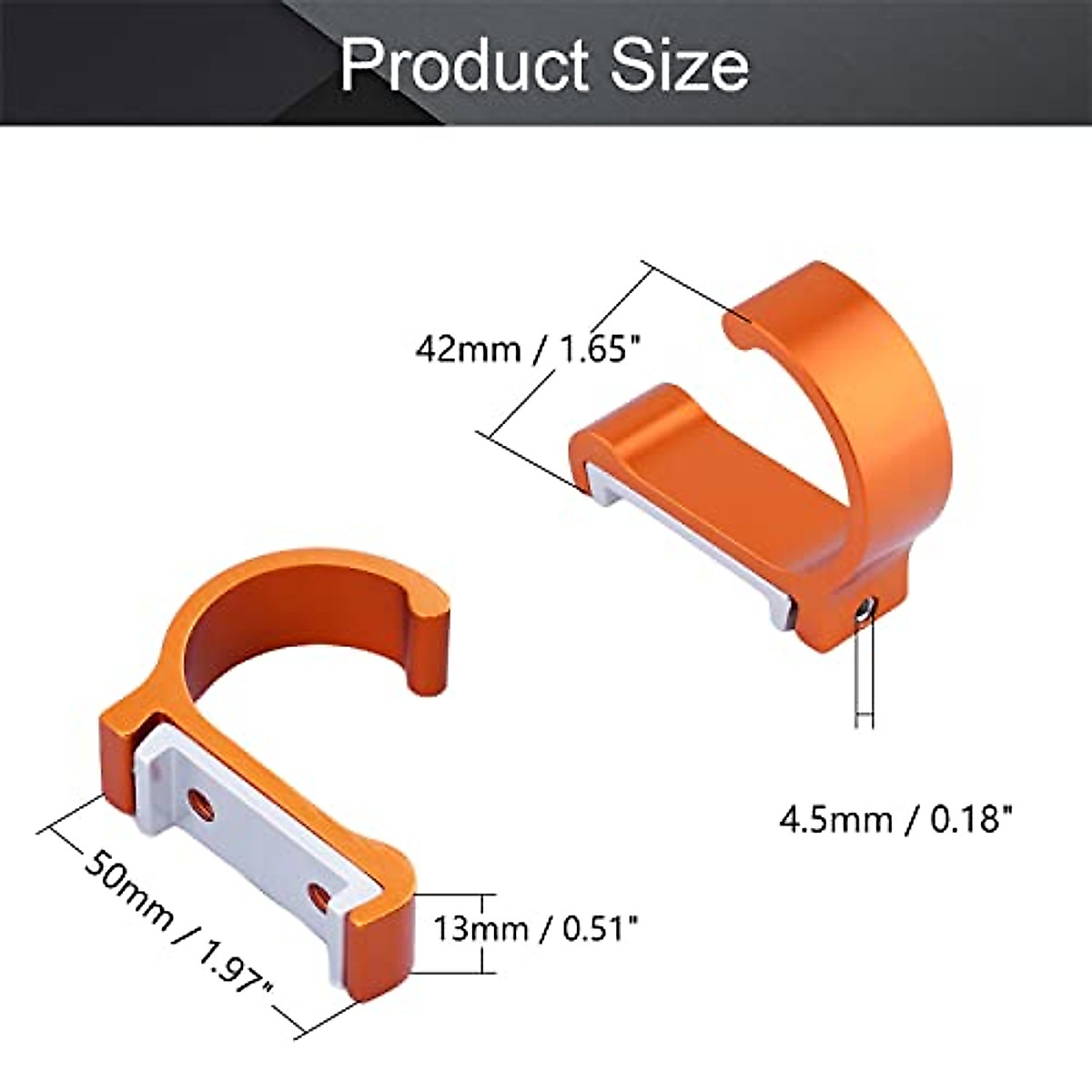 MroMax Wall Mounted Hook Robe Hooks Single Towel Hanger with Screws Aluminum Alloy Orange 2pcs