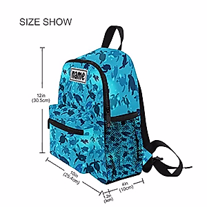 Glaphy Custom Kid's Name Backpack, Ocean Turtles Blue Toddler Backpack for Daycare Travel Personalized Name Preschool Bookbag for Boys Girls