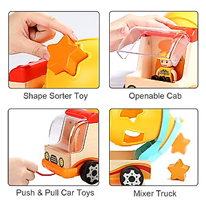 TOP BRIGHT Wooden Shape Sorter Truck Toys for Toddlers Preschool Game Learning Sort Toys Truck Toy Gift for Boys Girls 2 3 4 Year Old