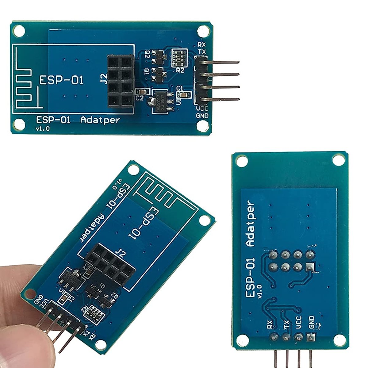 Geekstory ESP8266 ESP-01 Serial WiFi Wireless Adapter Module DC3.3V 5V ESP01 Breakout PCB Adapters Compatible for Arduino（Pack of 5pcs）