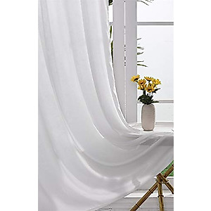 Yancorp Non-See-Through Velvet Opaque Privacy Curtains 2 Panels Drapes for Living Room Bedroom Doorway Divider Semi Sheer Curtain White 45 inches Kitchen Window Panels (White, W33 xL45)