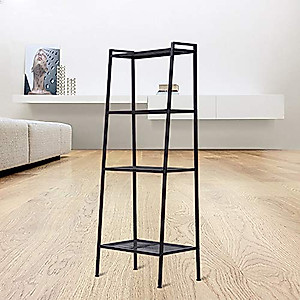Metal Storage Rack, FOME 4-Shelf Shelving Heavy Duty Adjustable Shelves Storage Shelf Corner Shelf Free Standing Ladder Shaped Plant Flower Stand Rack for Laundry Bathroom Kitchen Pantry Closet