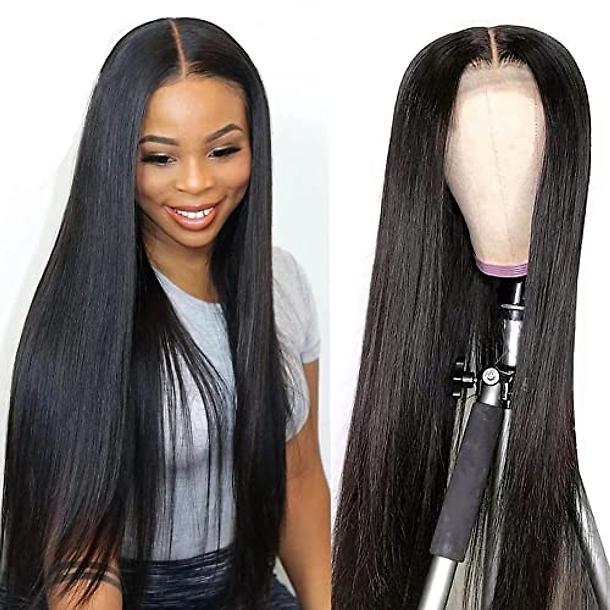 DACHIC 210% Density 13x4 HD 30 Inch Lace Front Wigs Human Hair Pre Plucked Straight Human Hair Wigs for Black Women Glueless Frontal Wigs Human Hair Pre Plucked Free Part with Baby Hair