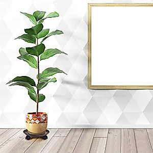 Fasmov 3 Pcs Plant Pallet Caddy Plant Stand Round Flower Pot Mover, Plant Pot Pallet Dolly Caster with Universal Wheels (Brown)