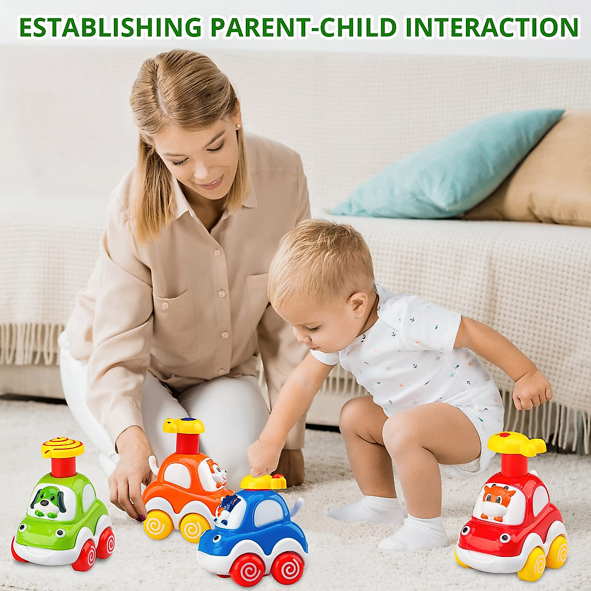 Wdebay 4 PCS Inertia Animal Car Toys for 1 Year Old Boy and Girl|Toddler Toys Age 1-2|1 Year Old Boy Gifts for 1st Birthday|Baby Toys 12-18 Months