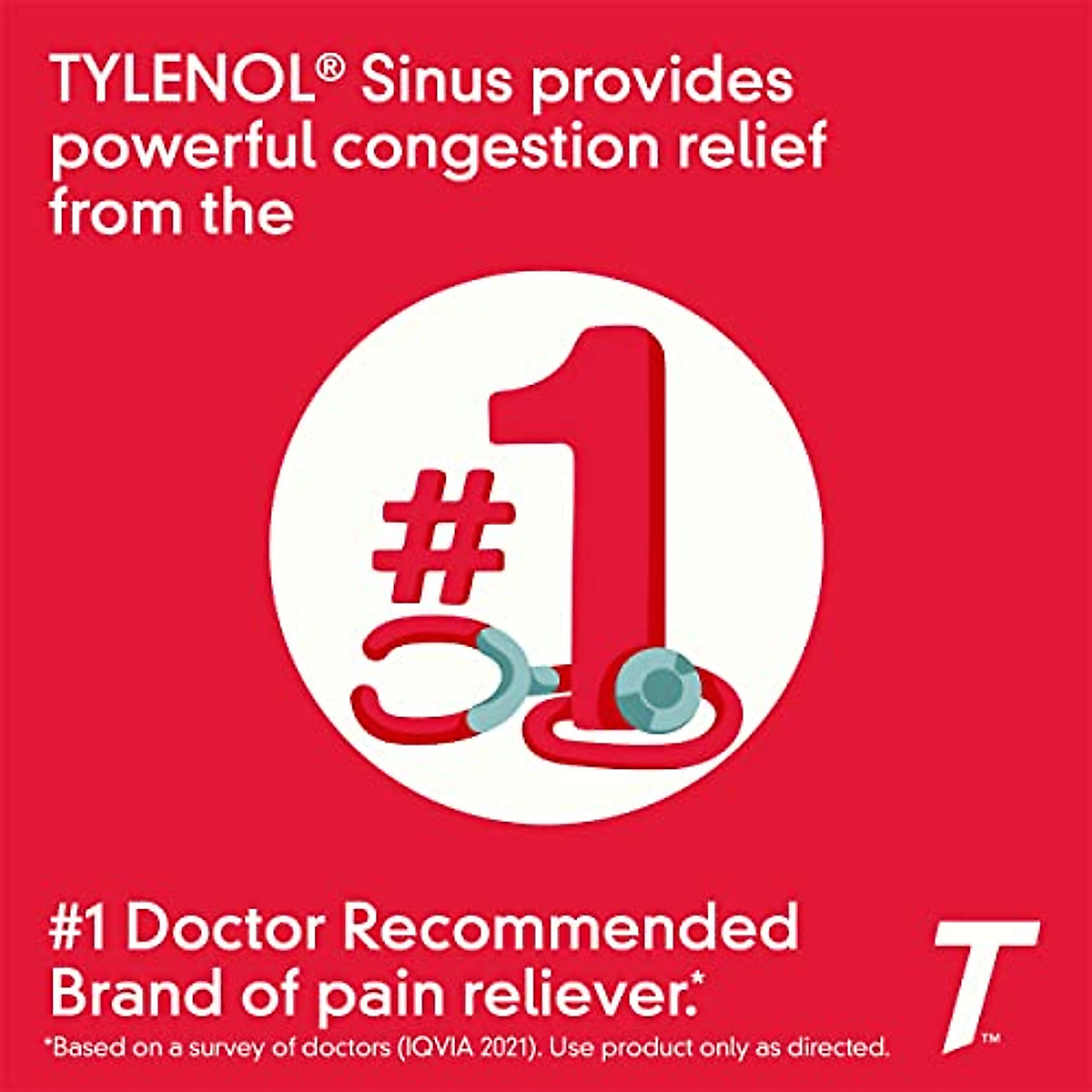 Tylenol Sinus + Headache Daytime Non-Drowsy Relief Caplets, Acetaminophen 325mg, Nasal Decongestant for Sinus Pressure, Headache & Nasal Congestion Relief, 24 ct