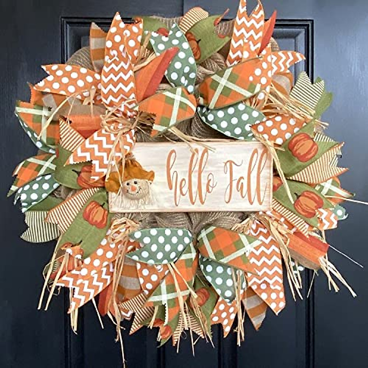 HUIHUANG Orange Polka Dot Wired Ribbon Orange and White Dot Ribbon Wired Edge Burlap Ribbon, 2.5 inch X 10 Yards Wreath Ribbon with Wire for Crafts Fall Wreath Supplies Gift Wrapping Basket Bows Decor