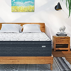 Koorlian Queen Size Mattress, 10 Inch Hybrid Queen Mattress in a Box, 3 Layer Premium Foam with Pocket Springs for Motion Isolation and Pressure Relieving, Medium Firm Feel, 120-Night Trial