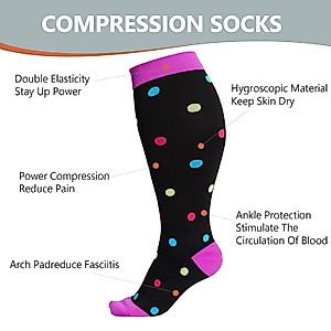 Abodhu Plus Size Compression Socks for Women& Men 15-20mmHg Wide Calf Knee High Socks