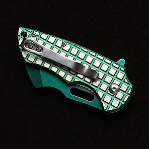 MASALONG kni215 Ultra Mini Folding Pocket Knife D2 Blade, TC4 Titanium Handle folding knife (green)