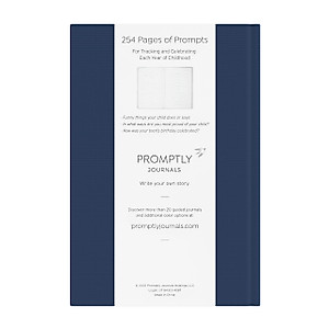 Promptly Journals, A Complete Childhood History: From Pregnancy to 18 Years Old (Navy Blue, Linen) | Baby Book and Pregnancy Journal | Baby Memory Book