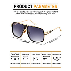 Frienda 3 Pairs Sunglasses for Men Retro Men Shades Glasses Fashion Metal Gold Frame Oversized Sun Glasses Designer