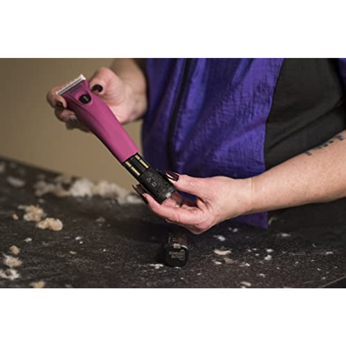 WAHL Professional Animal Creativa Cordless Dog, Cat, Pet, and Horse Clipper with 5-in-1 Adjustable Blade, Berry (#41876-0431)