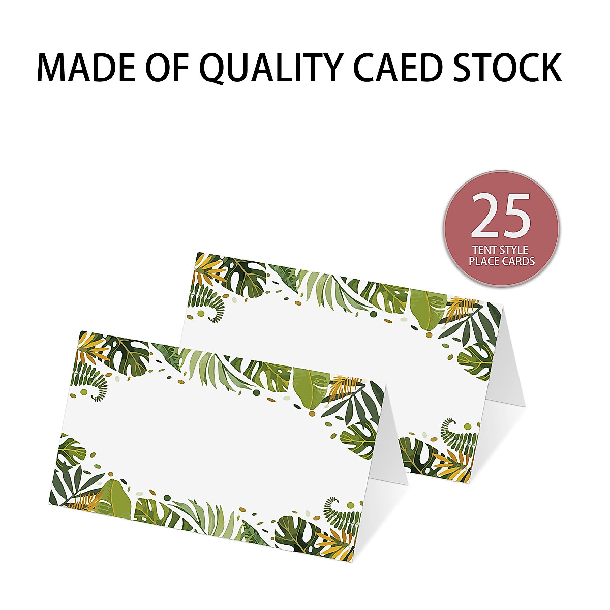 Place Cards for Jungle Tropical Theme Party, Editable Name Place Cards, Seating Place Cards for Tables, Tent Style Cards for Baby & Bride Shower, Easy Folding, Pack of 25 Escort Cards(B15)