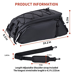 SIHEJA Bike Bag, Waterproof bike rear rack Bag, Bicycle Trunk Storage Carrier, Bicycle Rack Rear Carrier Bag, Commuter Bike Luggage Bag, Adjustable Shoulder strap, and Reflective Trim
