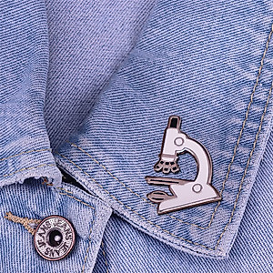 Chemical Microscope Metal Brooch Delicate Biology Badge Molecular Enamel Pin Creative Jewelry Gift Medical Graduation Student Doctor Nurse
