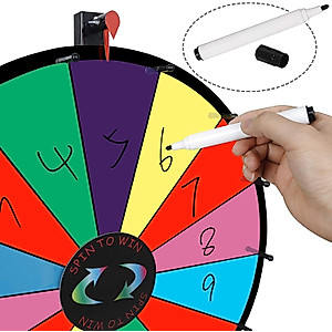 Smartxchoices Tabletop 24" Prize Spin Wheel 14 Spinning Slots Color Customize Spinner Wheel Game with Dry Marker Pen & Eraser,Trade Show Carnival Fortune