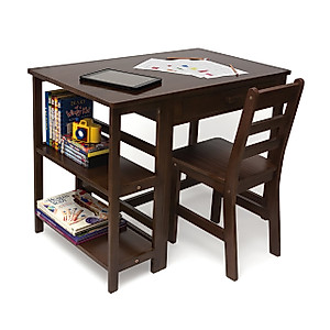 Lipper International 584WN Child's Work Station Desk and Chair, Walnut Finish