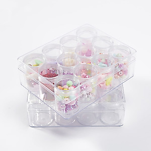 12Grids Transparent Plastic Bead Storage Organizer,6.3x4.8x2.17in Bead Storage Containers w/Lids,Ideal for Jewelry Earring Beads Sewing Pills Bead Organizing, Art and Craft Storage Bottle Jars(2-Pack)