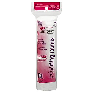 Swisspers Premium Exfoliating Rounds, 2 Distinct Raised Textured Surface, Cotton Facial Pads, 80 Count Re-closable Bag