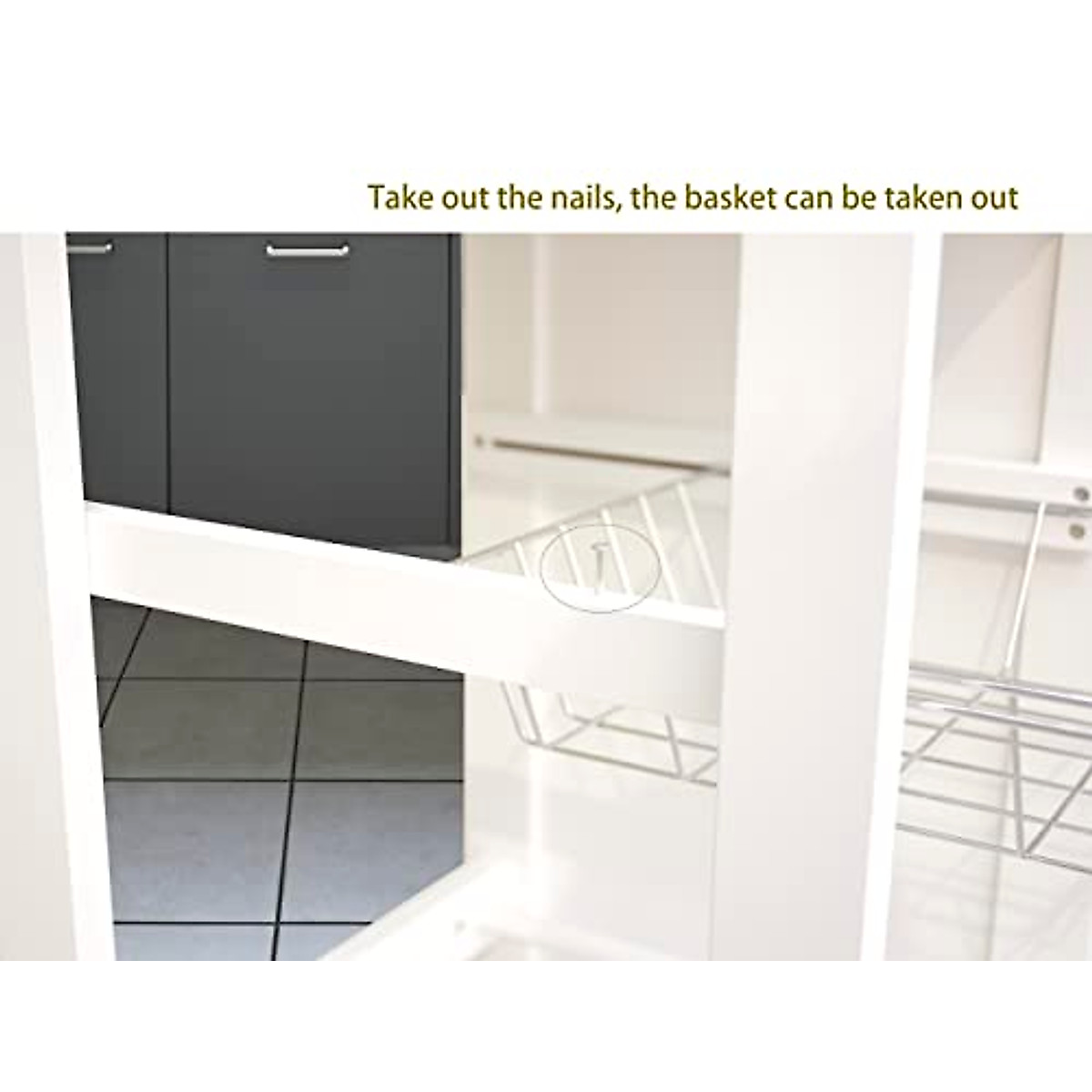 FUQIAOTEC 20" Small Size Rolling Mobile Kitchen Island, Kitchen Cart with Drawer and Storage Cabinet, Coffee Cart on Wheels, 3 Storage Wine Racks on The Side (White)