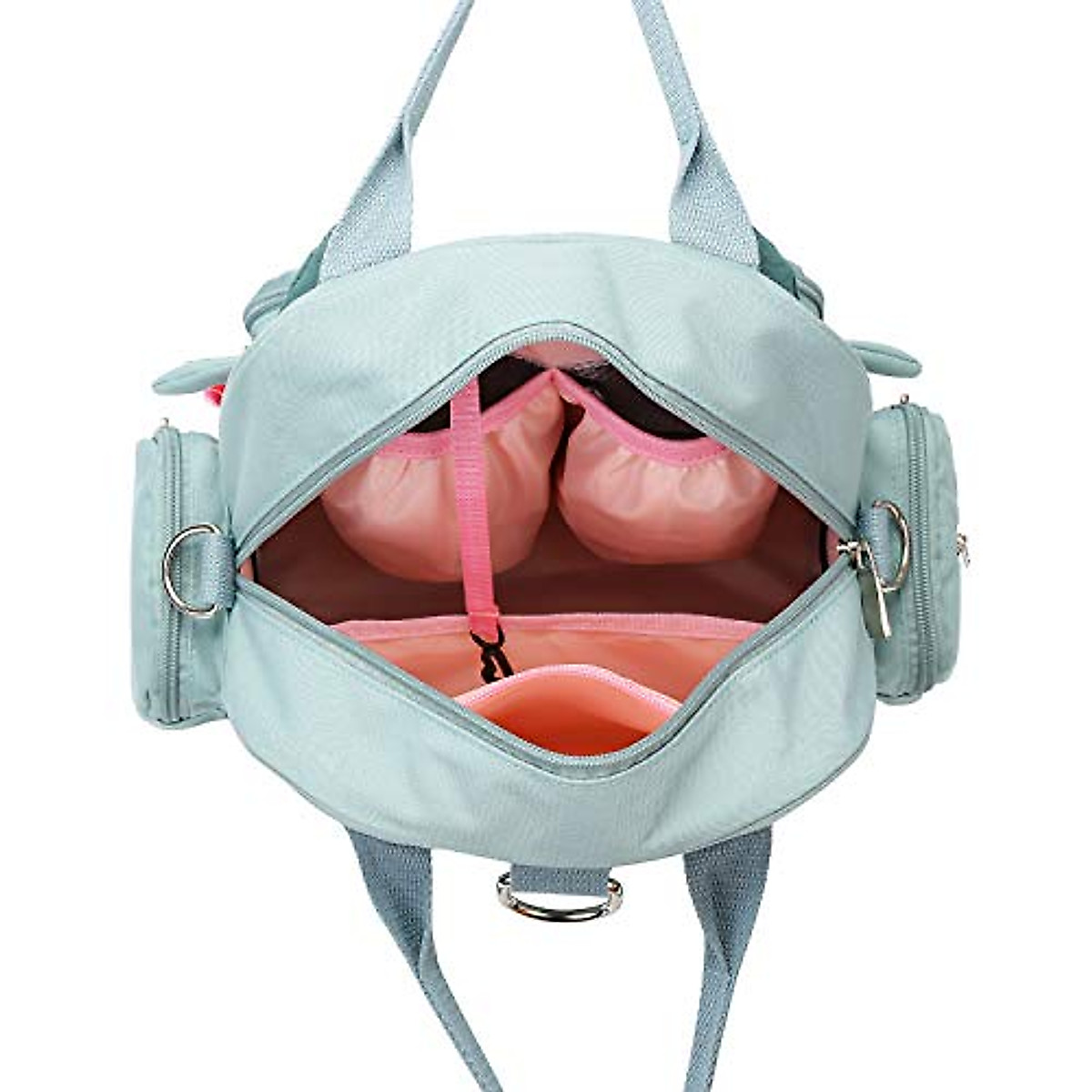 Quality Small Cute Multi-Function Diaper Bag Tote Messenger Backpack-Blue