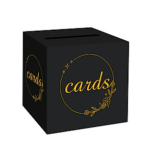 Laroder 1 Pack Black Card Box Wedding Card Box Graduation Card Box Holder Card Box for Party Baby Bridal Shower Funeral Retirement Gold Card Box Cardboard Birthday Card Box Raffle Box
