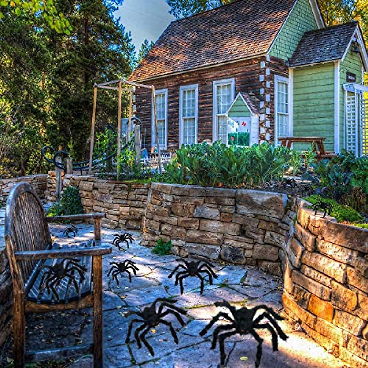 Anditoy 4 Pack Halloween Spiders Giant Fake Scary Hairy Spider for Halloween Decorations Outdoor Halloween Decor Indoor Yard Party Decoration