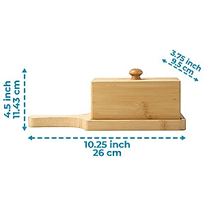Bamboo Butter Dish w/ Lid – Large Butter Holder Made of Eco-Friendly, Food Grade Bamboo – Holds up to 4oz of Your Favorite Butter – Ideal Butter Keeper for Storage and Serving – Easy to Use