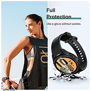 Tensea [4+4Pcs] for Samsung Galaxy Watch 4 2021 & 5 2022 Screen Protector and Case 44mm, Hard PC Bumper and Anti-Fog Tempered Glass Protective Film, Face Cover Set for Watch4 Watch5 44 mm Accessories