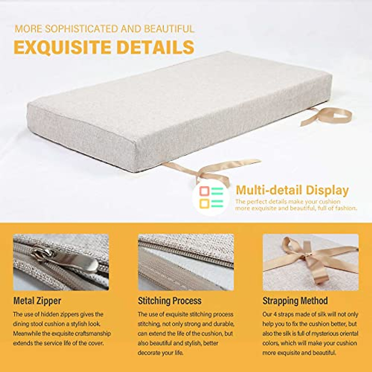 ROFIELTY Custom Bench Cushion for Bench Seat Cushion Window Seat Cushions Indoor Bench Cushions for Indoor Furniture Bench Pads Bench Pillow (Light Brown,31x12x3inch)