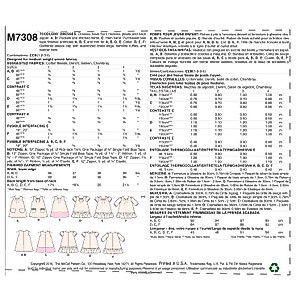 McCall's Patterns M7308 Toddlers' Tent Dresses, CCB