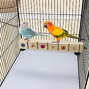 Parrot Bird Wood Perch Platform Corner Stand Shelf for Birds Budgie Parakeet Cockatiel Conure Cockatoo Macaw（F）