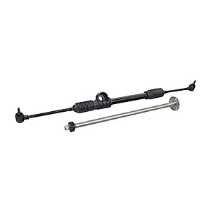 AlveyTech Steering Gear Assembly for Coleman KT196 96cc 6.5 Hp Go-Kart - Replacement Parts Kit Includes Gearbox, 17.8" Steel Shaft, Tie Rod (2), Ball Joint (2), and Rubber Boots, Also fits CK196-T