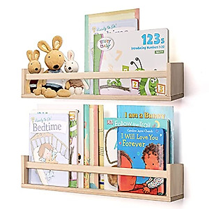 Gneric Floating Shelves for Wall, Burlywood Nursery Book Shelves, 23.6 inch Kids Bookshelf, Wall Shelves for Living Room Bedroom Decor,Kitchen Spice Rack,Bathroom Storage Rack(2 Pack)