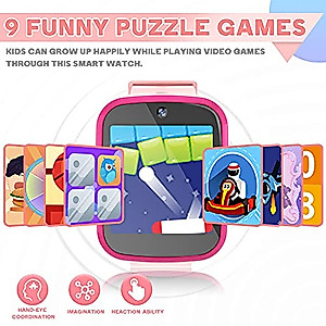 Ziegoal Kids Smart Watch for 3-12 Year Old Girls Toddler HD Dual Camera Smart Watch Multifunction Touch Screen Smartwatch with Game Educational Toys Birthday for Girls Age 4 5 6 7 8 9