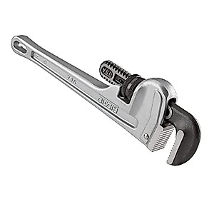 RIDGID 47057 Aluminum Straight Pipe Wrench, 12" Sturdy Plumbing Wrench with Self Cleaning Threads and Hook Jaws