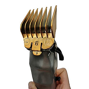 Professional Hair Clipper Guards Guides Gold Color Coded Cutting Guides #3170-400- 1/8” to 1 fits for most of W Clippers (Gold)