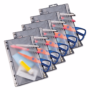 Oxford 68599 Vinyl Zipper Binder Pockets, 10.5X 8, Clear (68599)