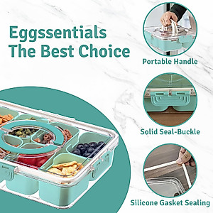 Eggssentials Snackle box & Snack Organizer, Divided Serving Tray with Lid for Travel, Tailgating, Picnic & Party – Portable Snack Box Container for Fruit, Candy, Salad, Spices, Dry Fruits & Snacks