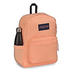 JanSport Superbreak Plus Backpack - Work, Travel, or Laptop Bookbag with Water Bottle Pocket, Peach Neon