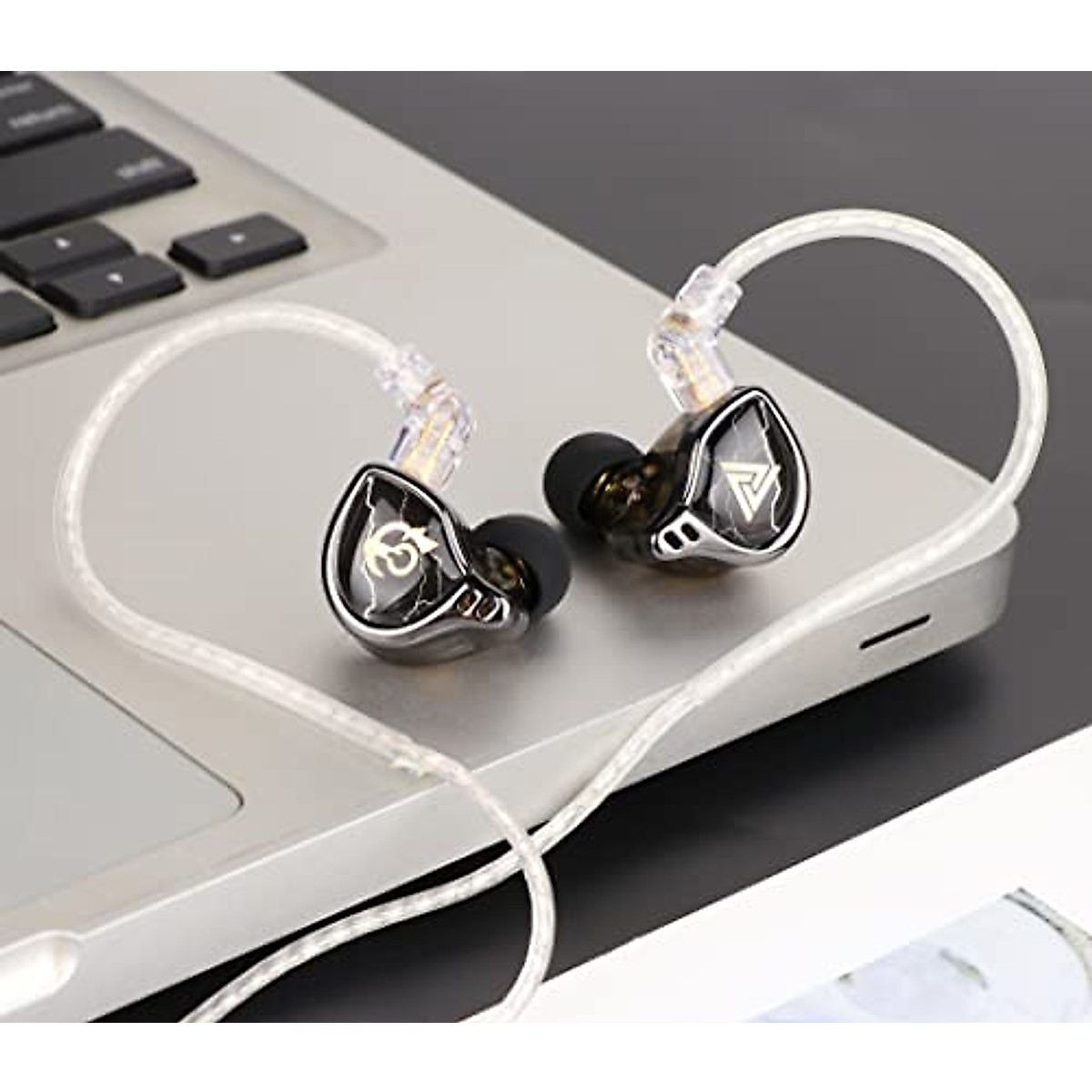 Linsoul QKZ x HBB 10mm Titanium-Coated Diaphragm HiFi in-Ear Monitor Earphones with Semi-Open Cavity, Detachable 2Pin Silver-Plated Cable, Noise Canceling for Audiophile (Black, Without Mic)