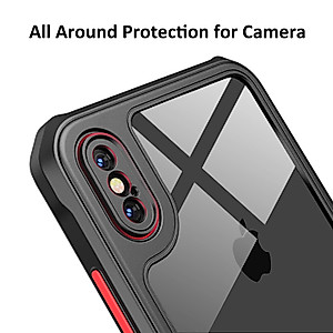 TENOC Phone Case Compatible with iPhone X & iPhone Xs, Clear Case Black Protective Bumper Non-Yellowing Cover for 5.8 Inch