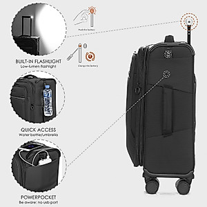 Verage Toledo Carry On Luggage Softside Expandable Suitcase with Spinner Wheel (20-Inch, Black)