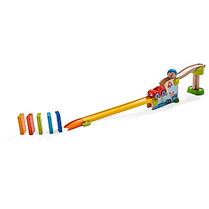 HABA Kullerbu Theme Set - Jump into Car Dominos - 15 Piece Playset can be Enjoyed as a Standalone Set or as an Expansion to Any Kullerbu Layout